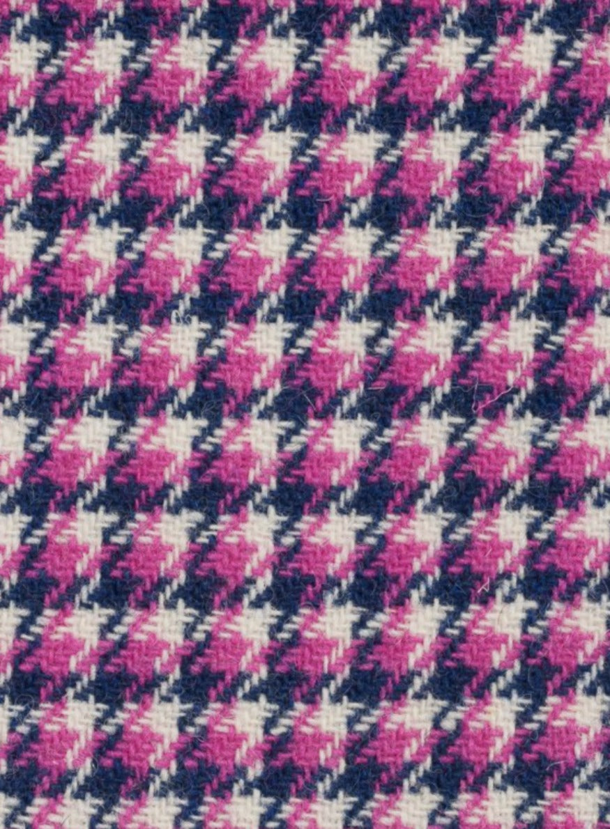 Harris Tweed - Pink, Navy & White Dogtooth Fabric – Harris Tweed ...